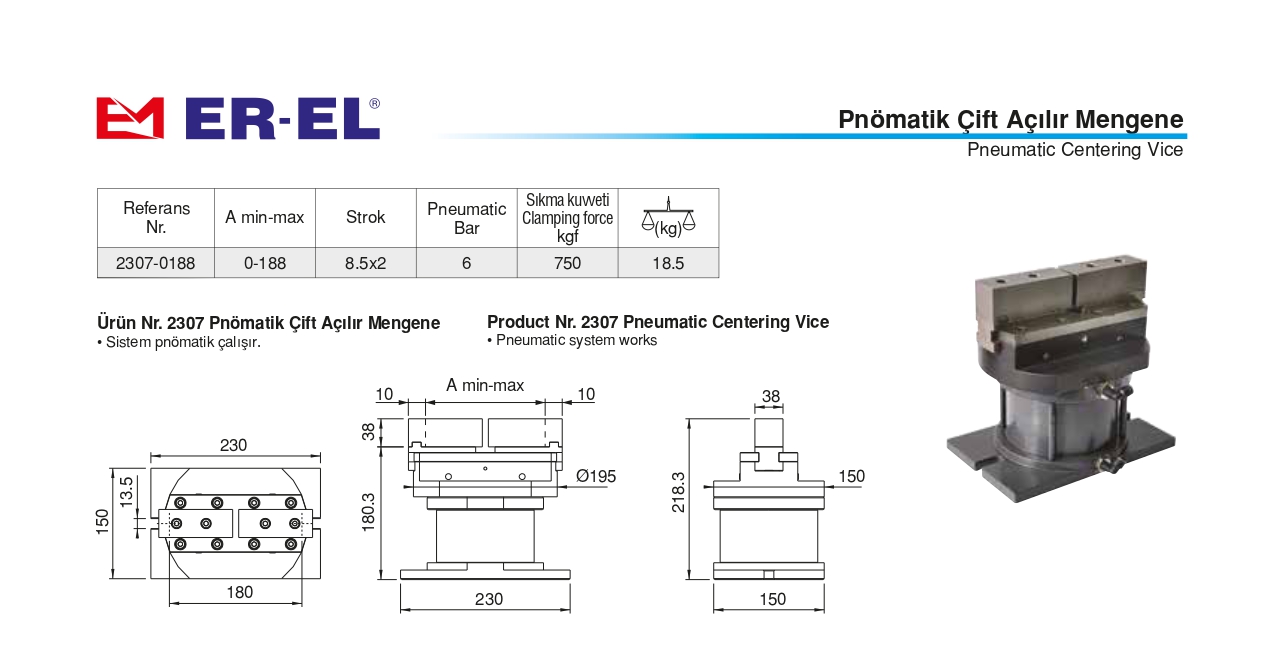 Nr.2307-0188 Pnömatik Çift Açılır Mengene – Psa Teknik